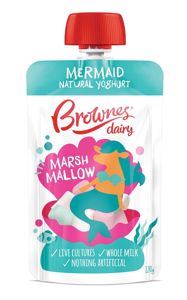 Brownes Dairy Mermaid Marshmallow Natural Yoghurt 8 x 120g – Brownes ...