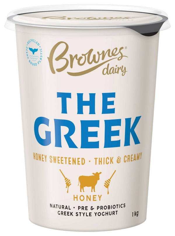 Brownes The Greek Honey Sweetened Yoghurt 1Kg – Brownes Dairy Milko